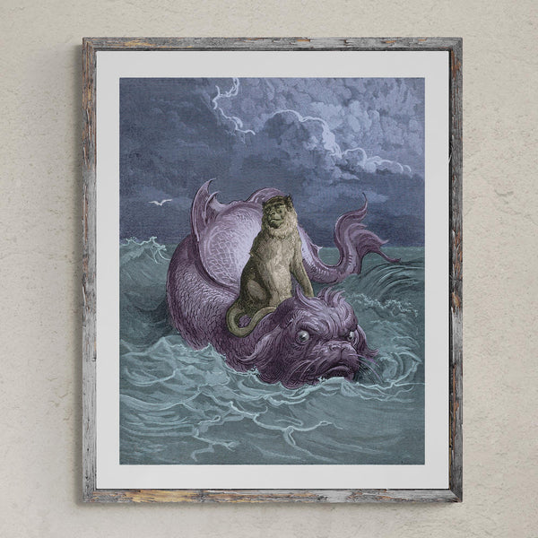 the-monkey-and-the-dolphin-surreal-aesops-fable-illustrated-by-gustave ...